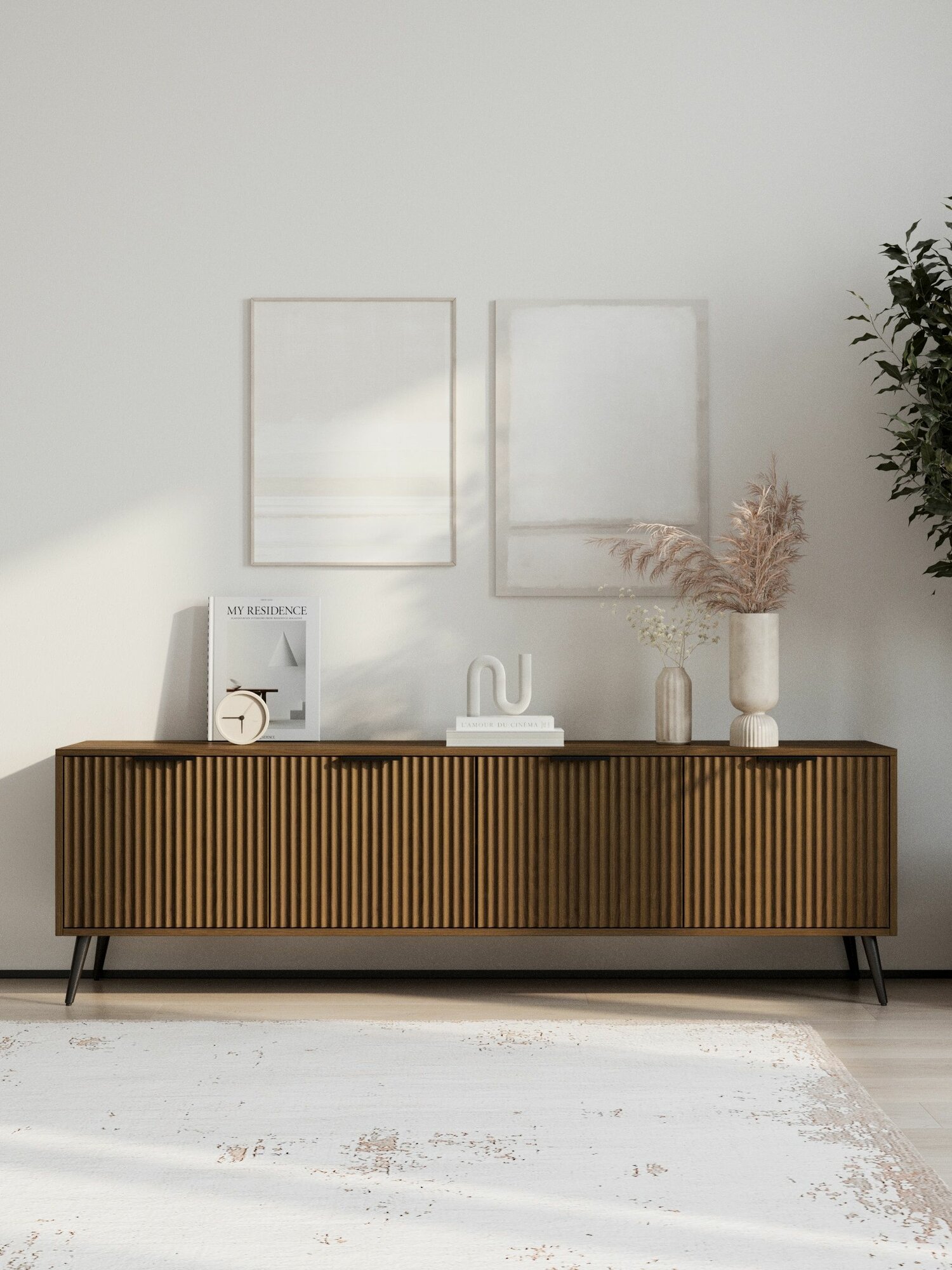 Тумба под телевизор напольная 180х40х55 см, орех