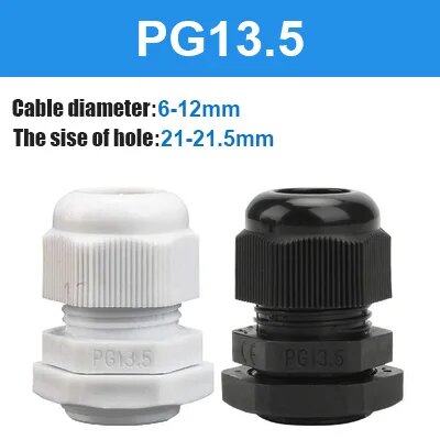 10 шт. белые черные нейлоновые пластиковые соединители PG7 PG9 PG11 PG13.5 PG16 PG19 PG21 PG25 PG29 PG36 AIRLGEE водонепроницаемые White, PG13.5