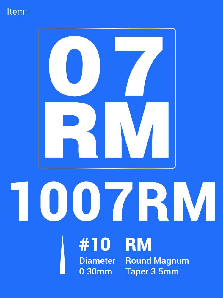 STIGMA Иглы для татуировки картридж Magnum Shader 20 шт. 1007RM-0.3mm, 50pcsWhite