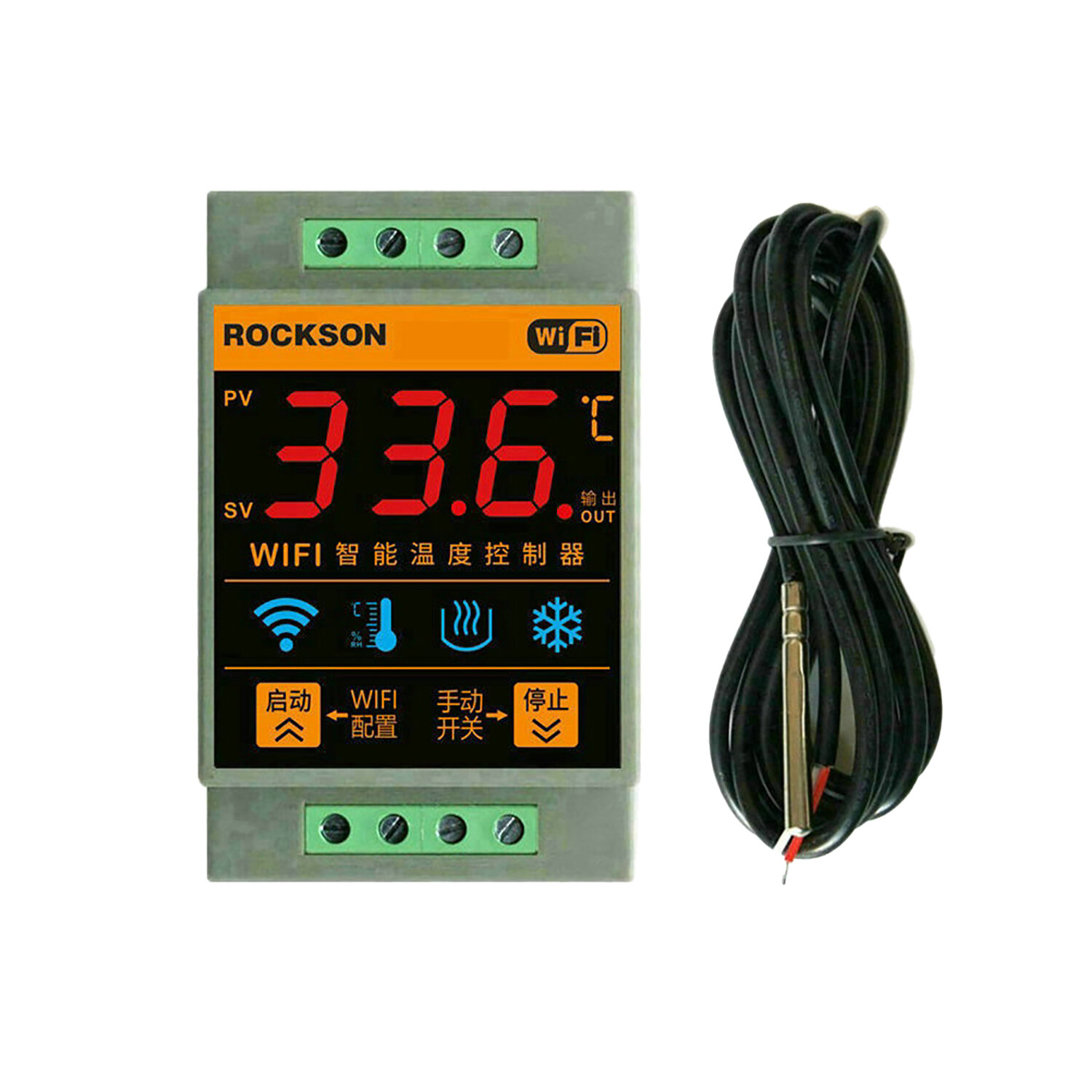 Контроллер температуры Wi-Fi с таймером, настройка через мобильное приложение Tuya, дистанционное управление, функция предельной тревоги, материал пластик, установка на стандартный рельс 35 мм, напряжение AC220В, потребление <2Вт, дисплей трехразрядный