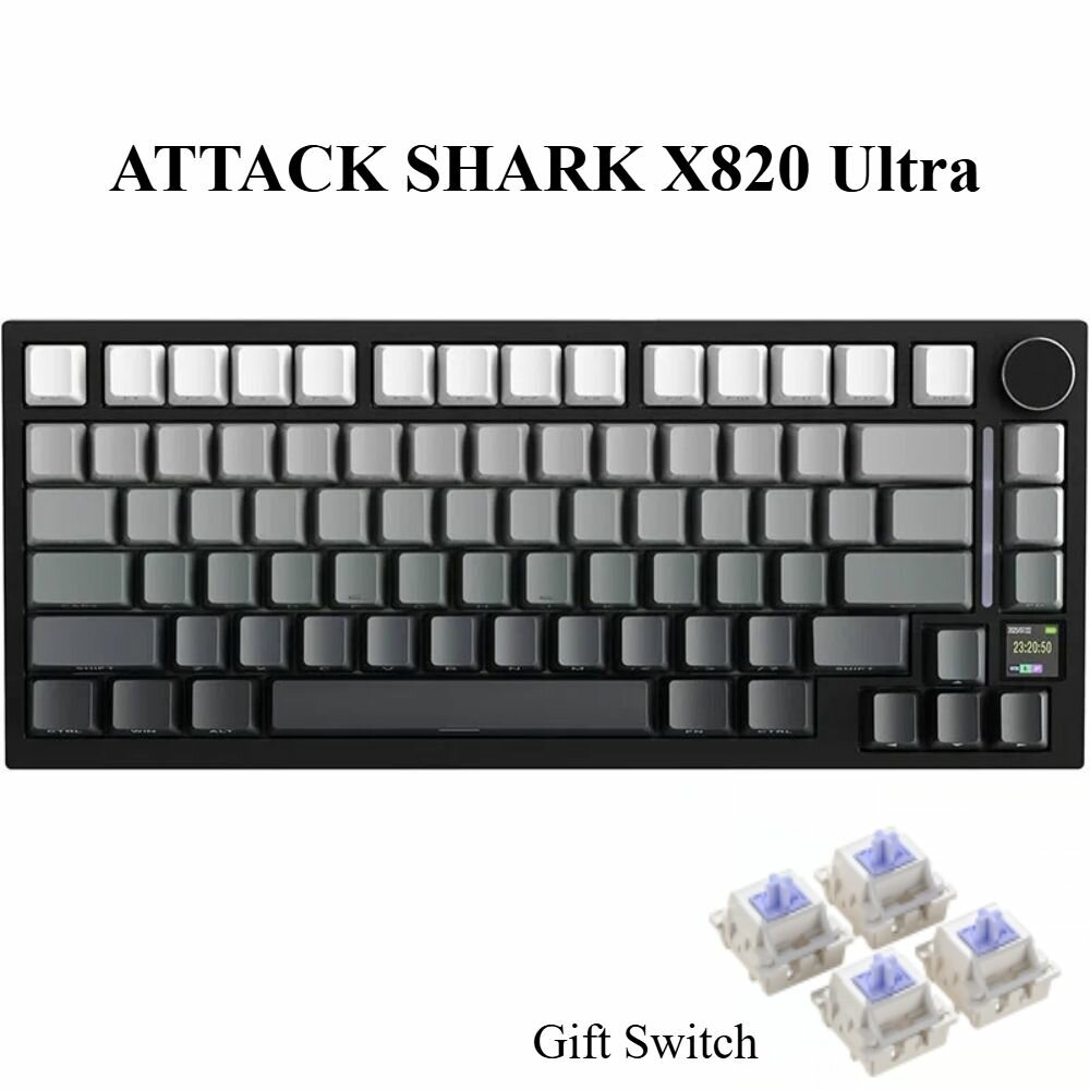 ATTACK SHARK X820 Ultra Беспроводная механическая клавиатура с интеллектуальным TFT-дисплеем и ручкой (Gift Switch)