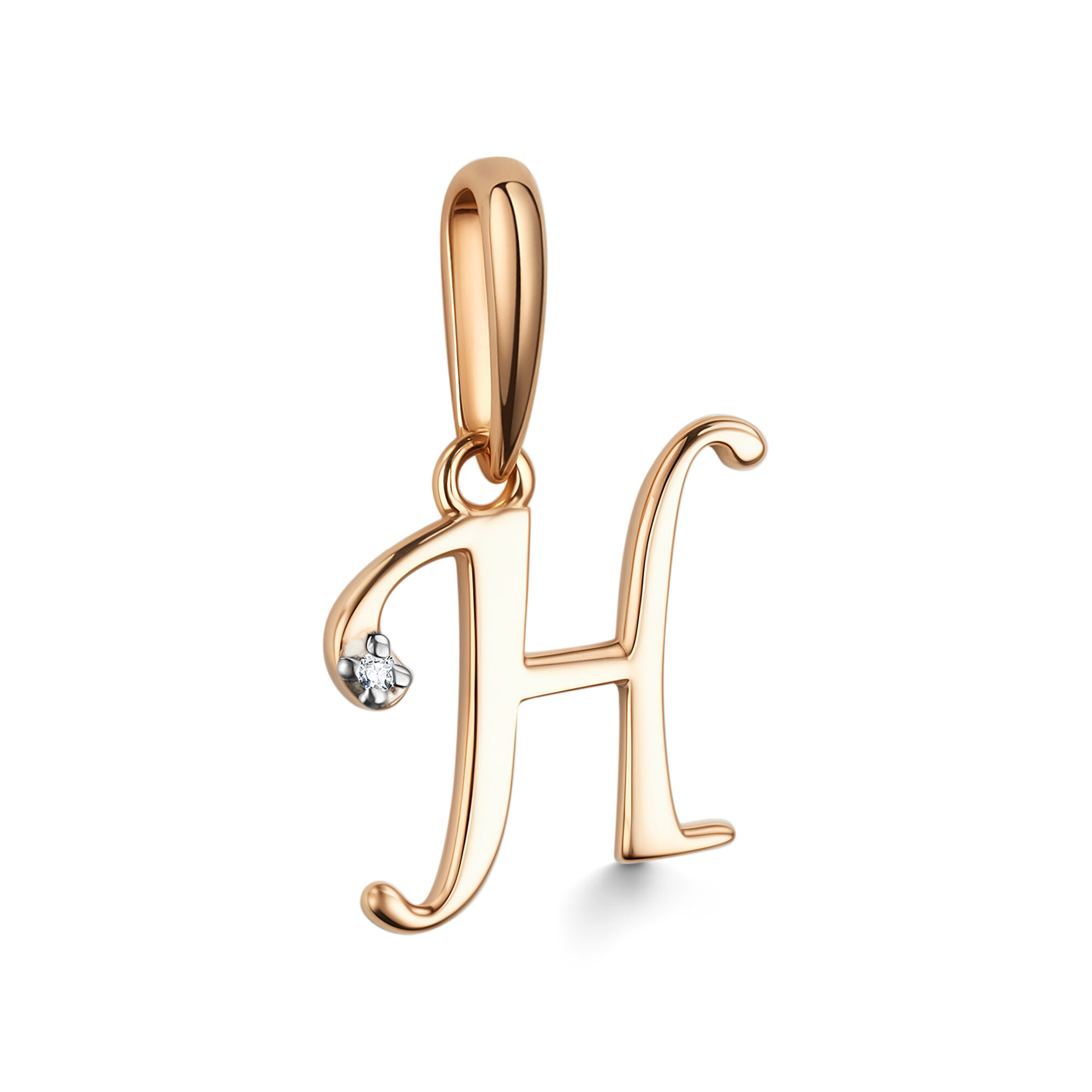 Подвеска, красное золото, 585 проба, бриллиант