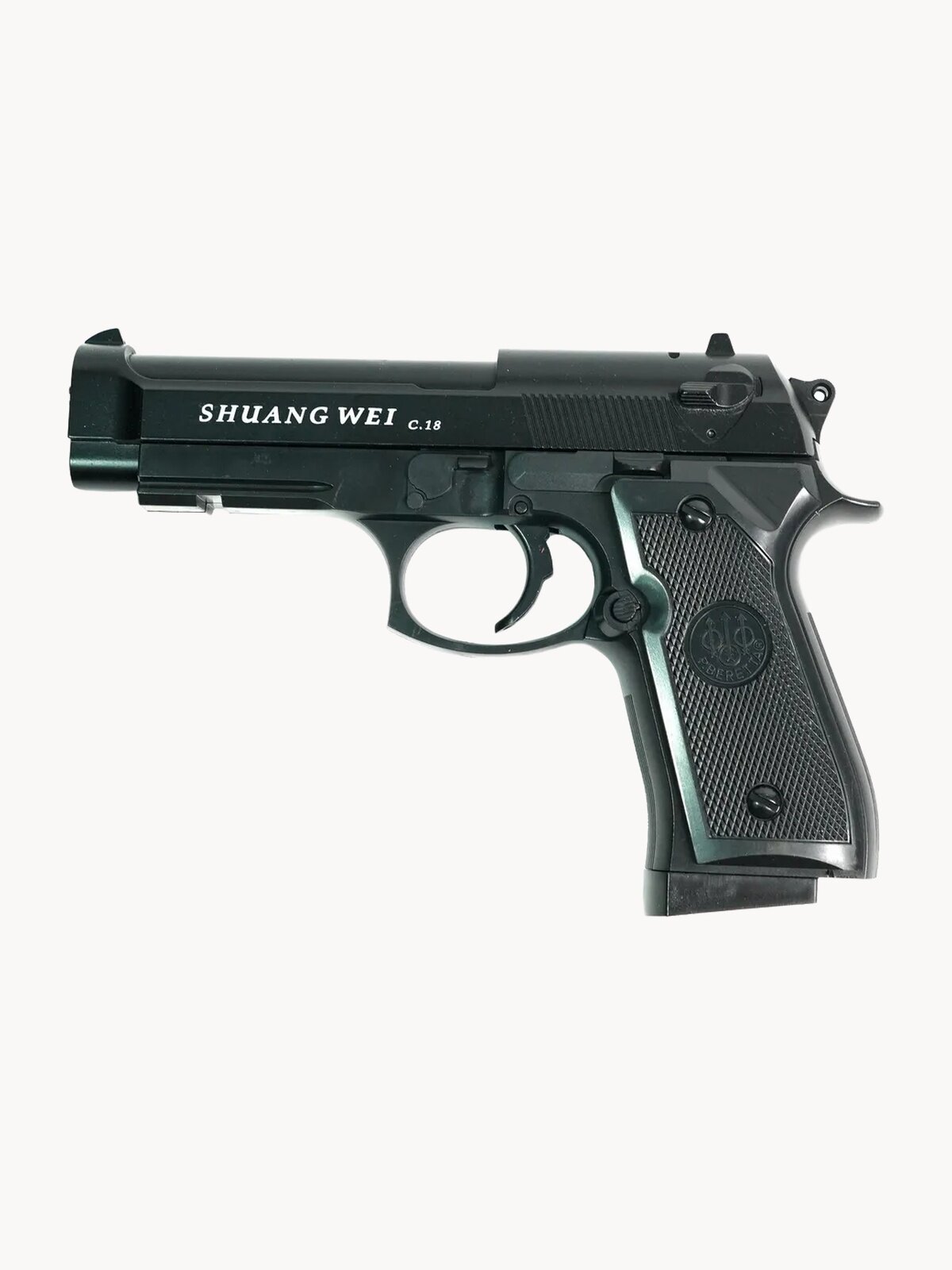Пистолет пневматический C.18. Металлический корпус. Калибр 6 мм. Упаковка 400 пуль в наборе.