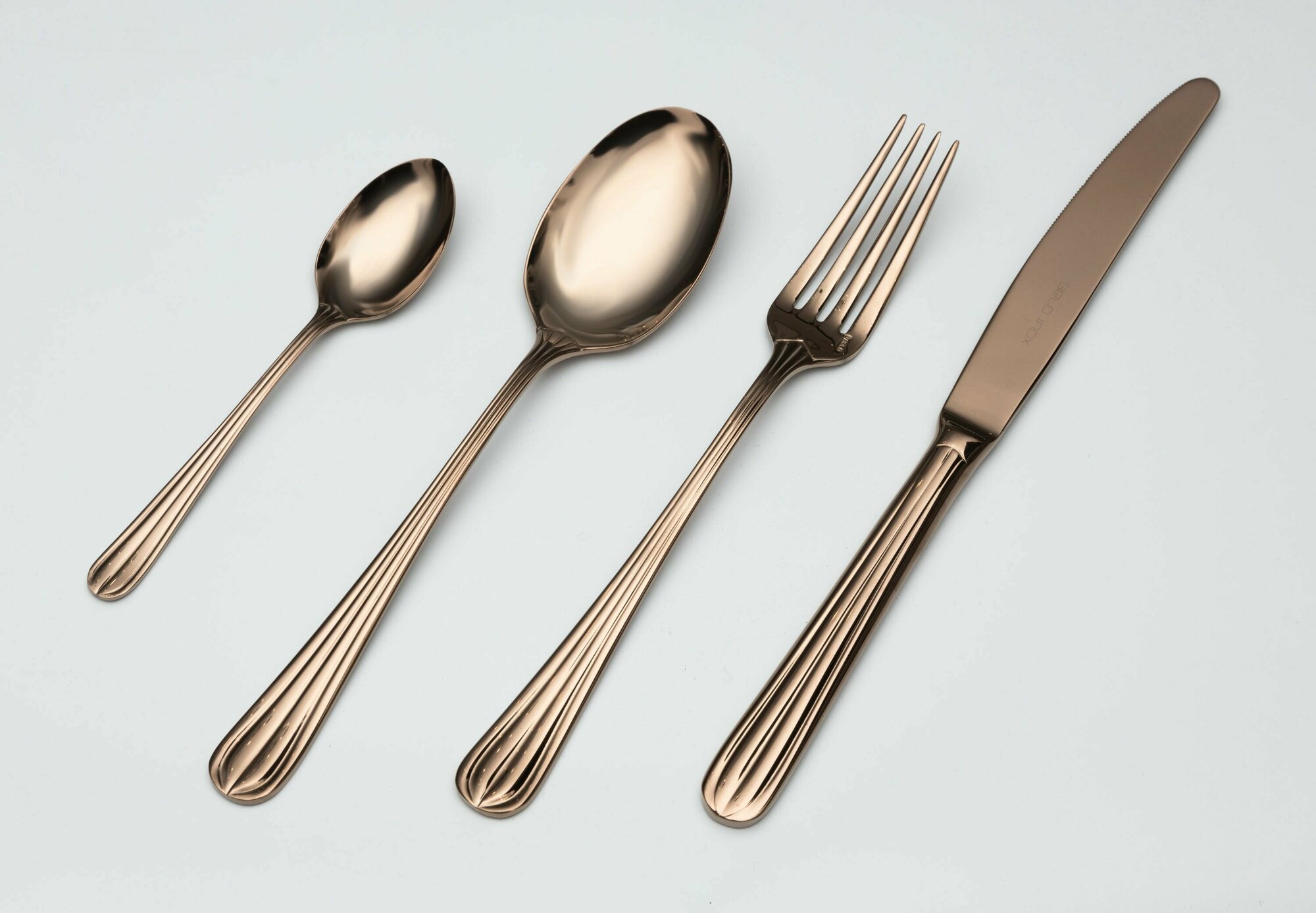 Столовые приборы Belo Inox DUO bronze сталь 18/10, цвет медный, 24 шт. (6 ложек + 6 вилок + 6 ножей + 6 чайных ложек)