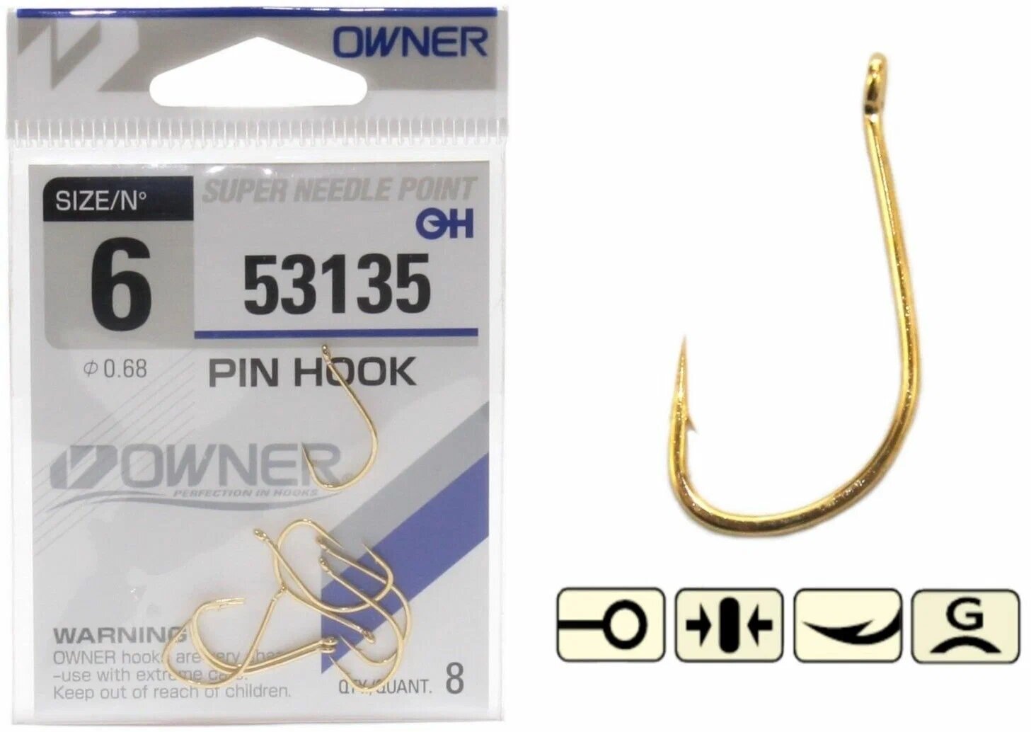 Owner Крючок OWNER 53135 GOLD размер 6, количество 8шт