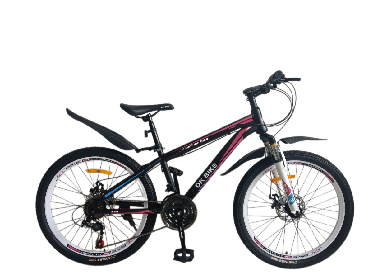 Велосипед DKBike DK24, 24", стальной, малиновый/черный, 21 скорость