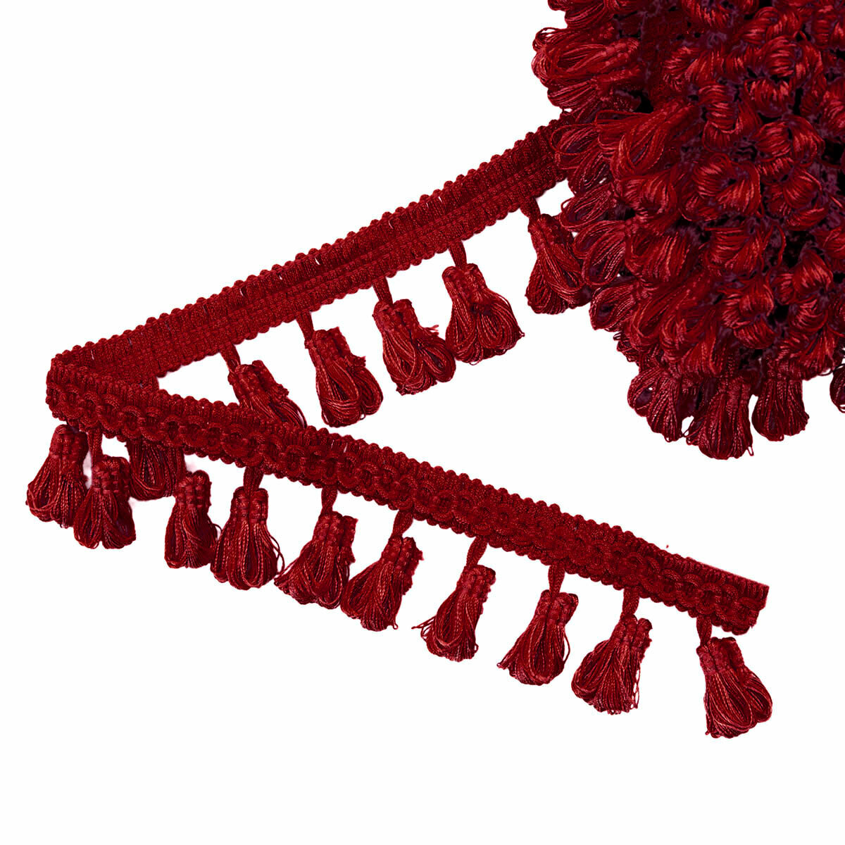 Бахрома для штор с кисточками, 5 см* 10 м, для текстиля и шитья, бордовая, Айрис