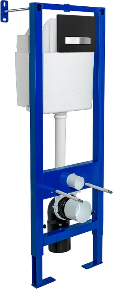 Система инсталляции для унитазов Berges Atom Line 410 с кнопкой смыва, черная soft touch, хром глянец 040342