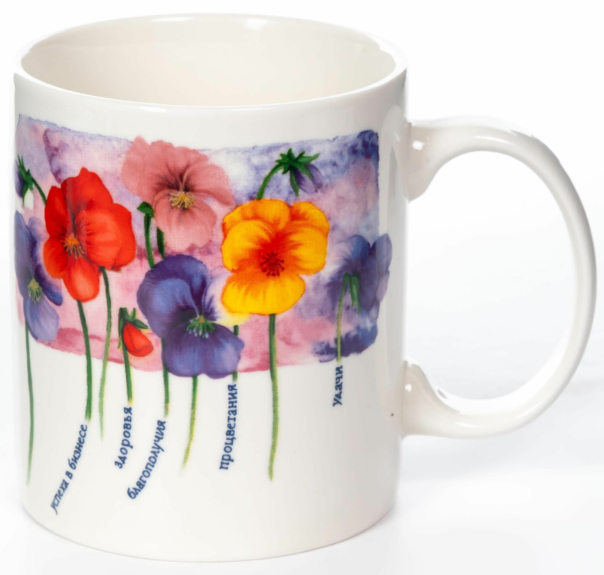 Кружка Анютины Глазки 350мл, фарфоровая Венера