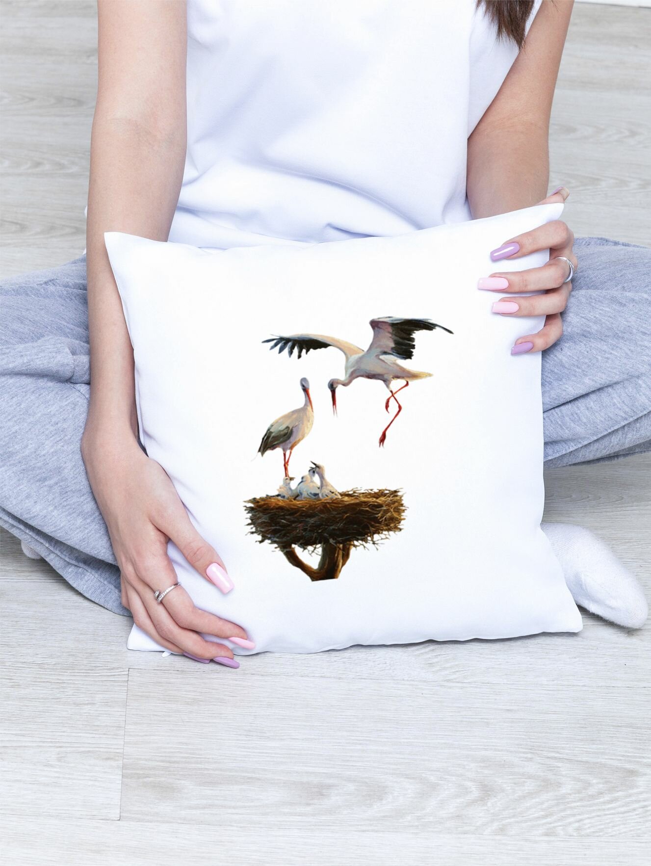Подушка Аист ( Подушка Аист , Аист , Подушка с Аистом , Аист подушка , Подушка с изображением Аиста , подушка птица, птица подушка , птица , подушка с птицей , подушка с изображением птицы ) 35х35см