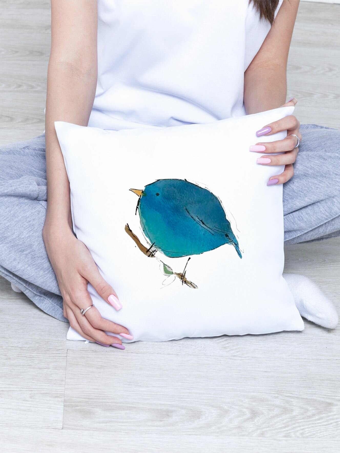 Подушка Синяя птичка ( Подушка Синяя птичка , Синяя птичка , Подушка с Синей птичкой , Синяя птичка подушка , Подушка с изображением Синей птички , подушка с птицей , подушка с изображением птицы , подушка птица ) 35х35см