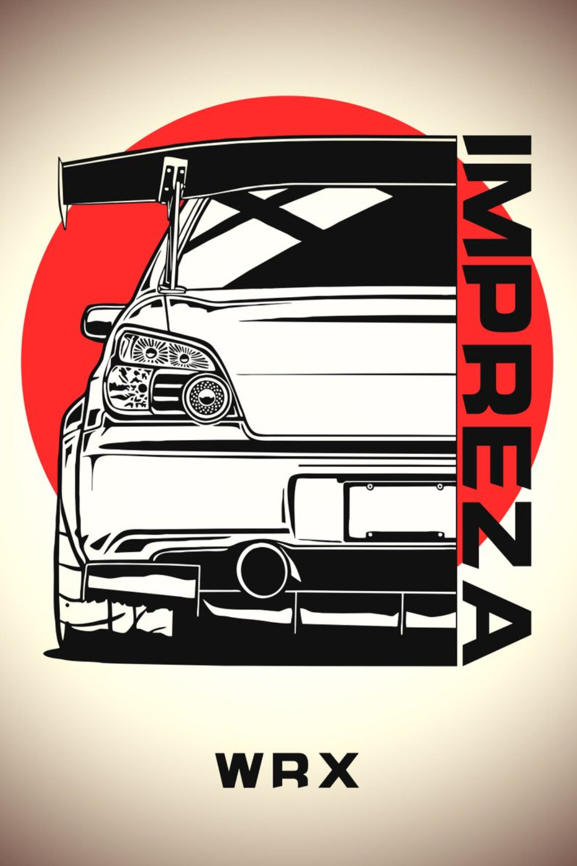 Постер / Плакат / Картина JDM White. Subaru Impreza WRX STI 60х40 см