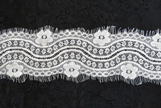 Кружево реснички (французское кружево "шантильи") шир.80мм цв. белый (2 шт по 3 метра)