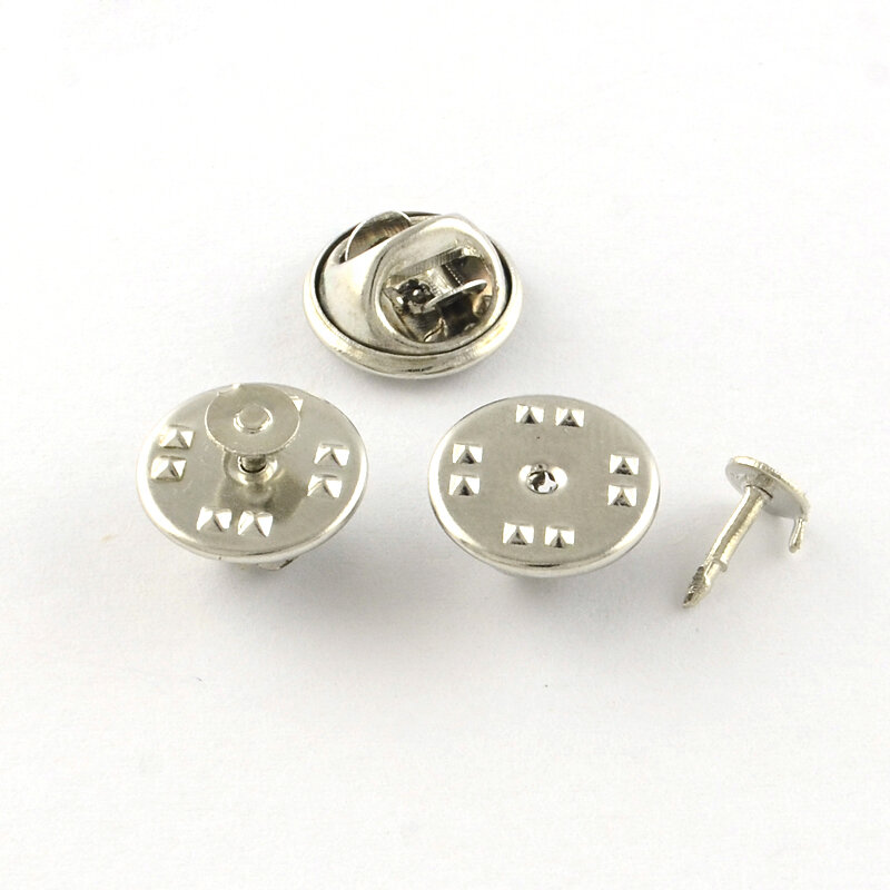 Комплект для значка-броши, основа 8х4.6мм и застежка цанга-бабочка 11.5х6мм, базовый материал - железо, стального цвета, 15 грамм