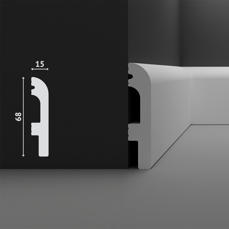 Плинтус дюрополимер напольный Decostar (Декостар), 68х15х2000 мм, SK38 белый