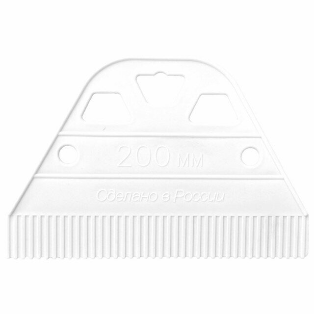 DECOR Шпатель зубчатый пластиковый для нанесения клея 200 мм, зуб 1,6 мм, арт.316-5200