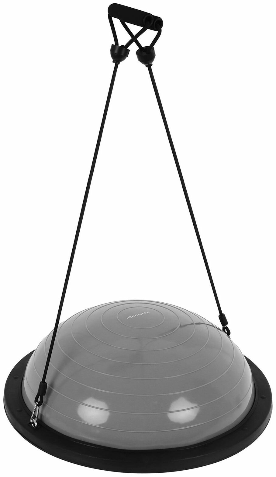 Полусфера BOSU гимнастическая массажная, размер 58 х 25 см, подушка для фитнеса, балансировочная платформа для дома с ручками-эспандером и насосом, тренажер для взрослых и детей, цвет серый. Товар уцененный