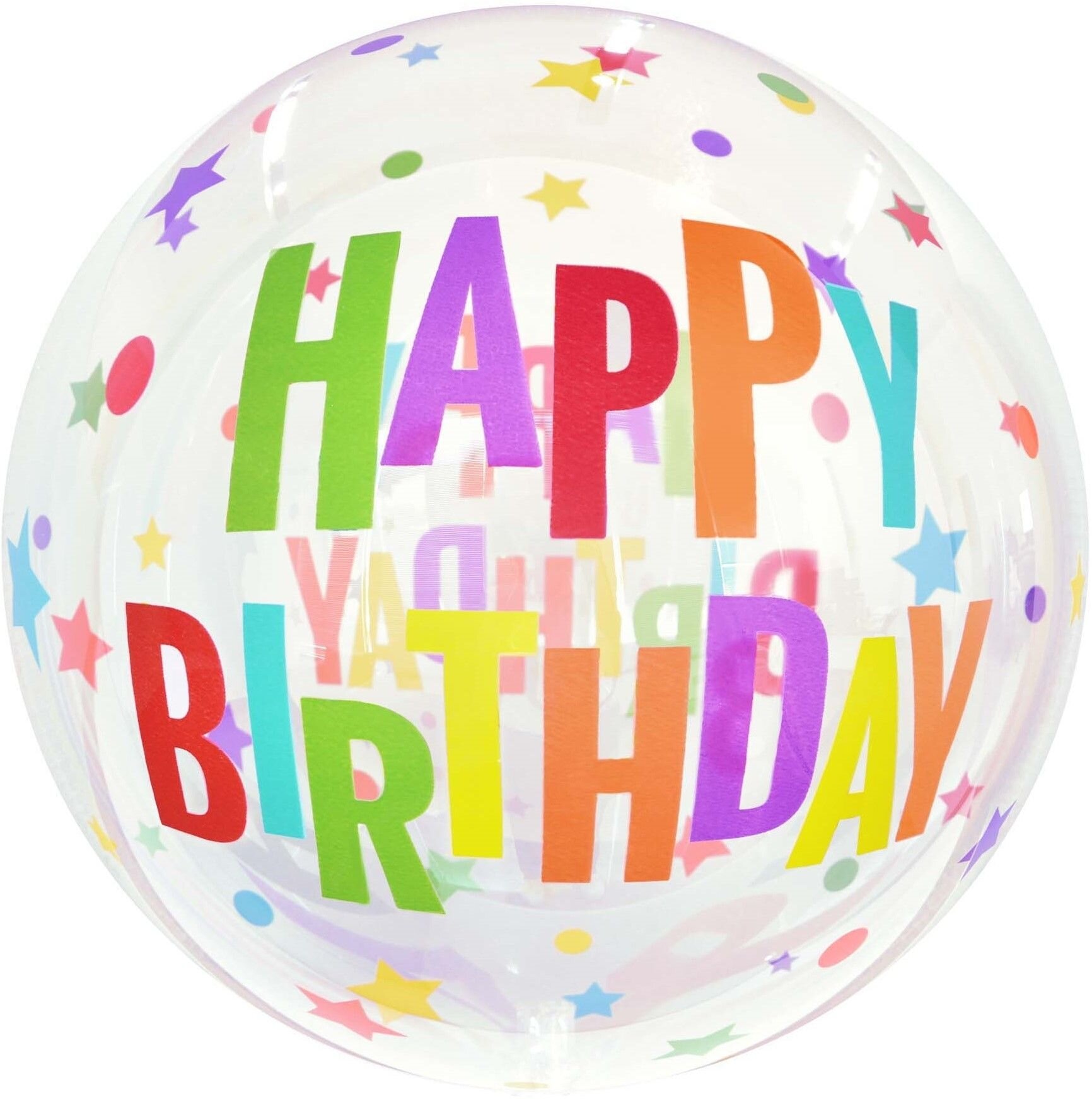 Шар с клапаном (18'/46 см) Deco Bubble, Звезды на День Рождения, Прозрачный, Кристалл, 1 шт. в уп.