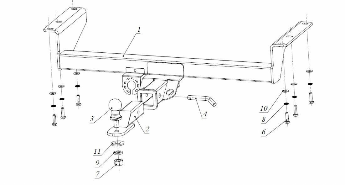 Фаркоп с элект. Smart, на Mitsubishi Outlander FA 0958-E (с 2003 по 2007 г. в.) (паспорт и сертификат в комплекте) Бизон