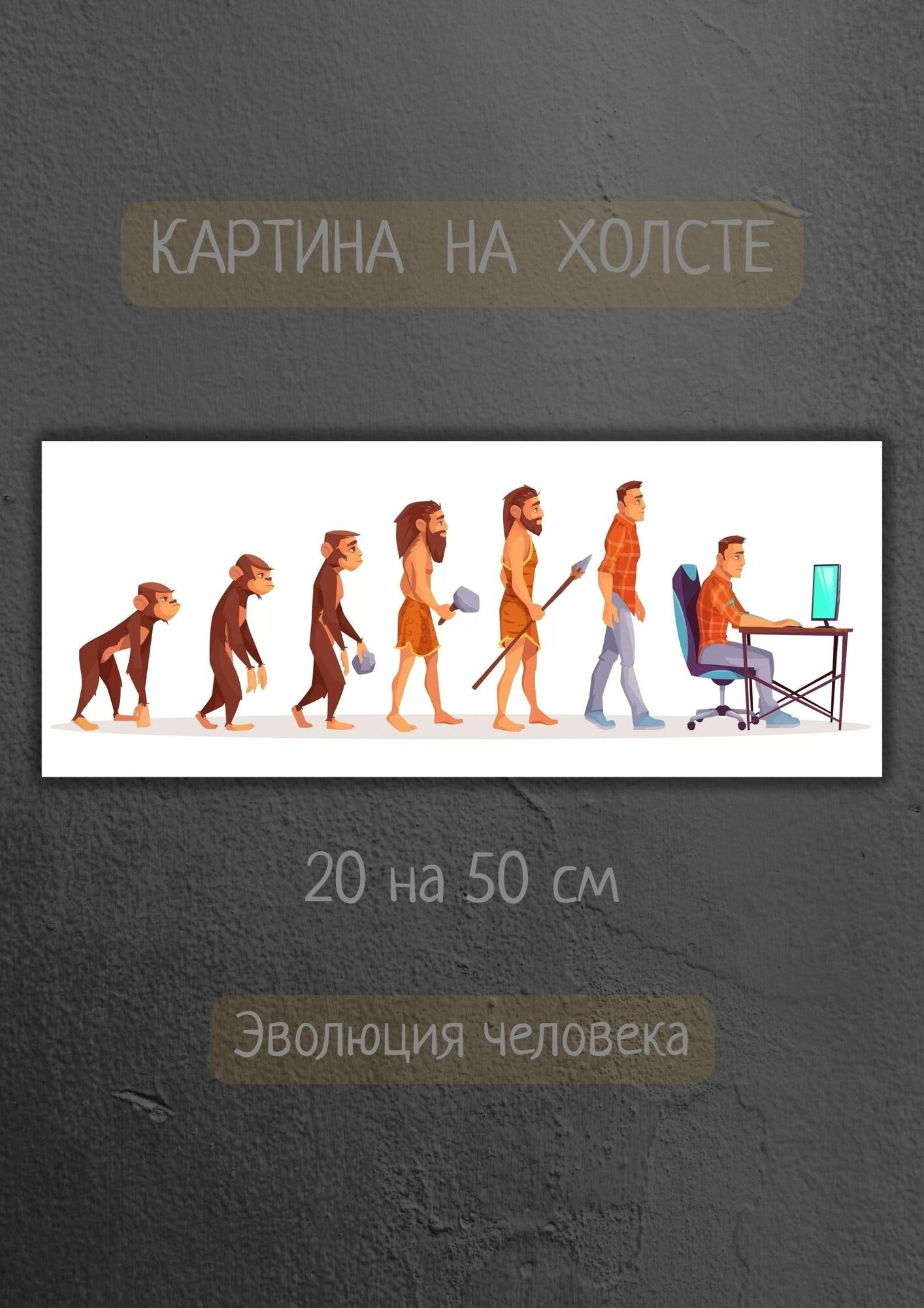 Картина на холсте интерьерная в арт стиле "Эволюция человека"