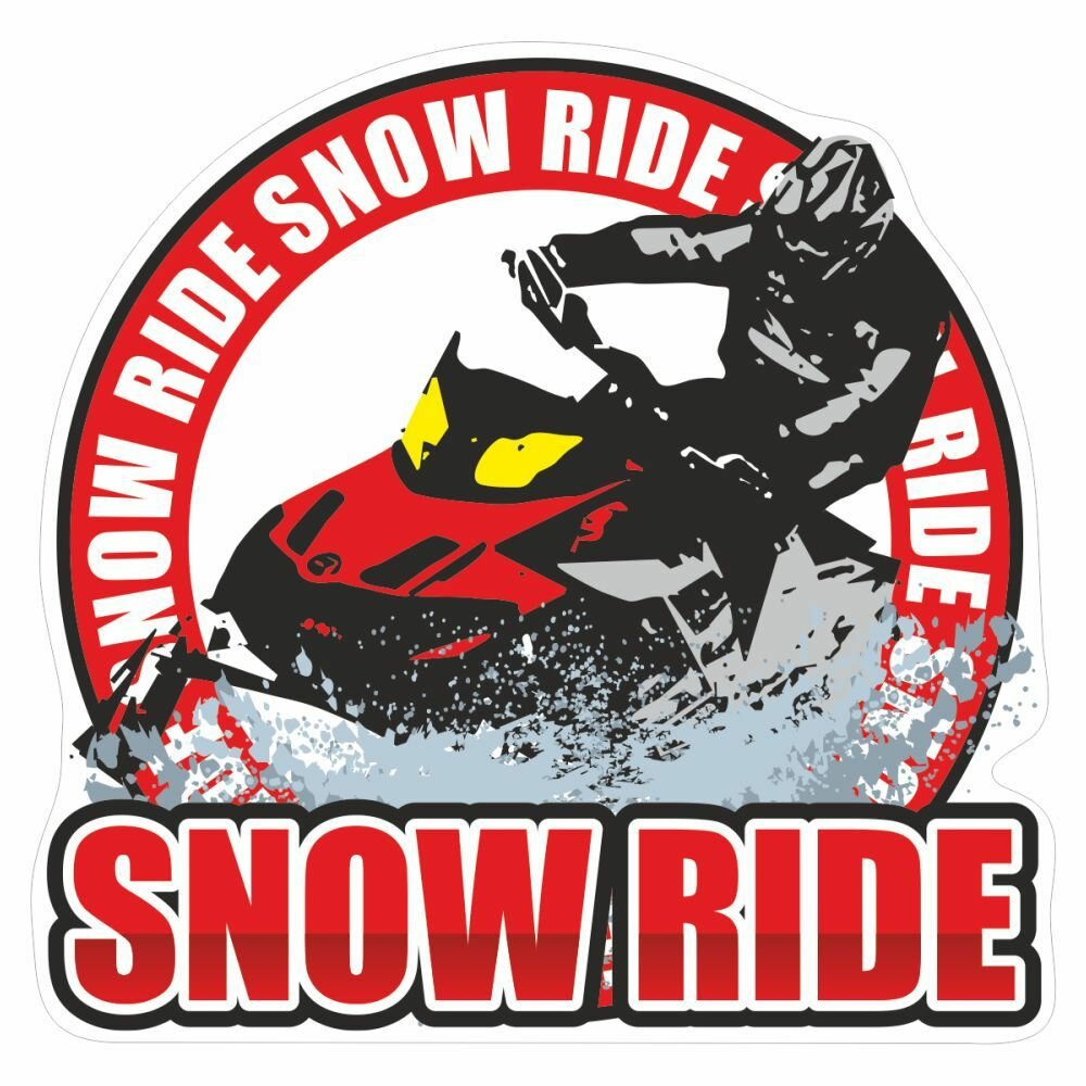 Наклейка "Снегоходы", 100х100мм, вид 3, красный, Арт рэйсинг