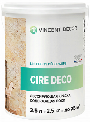 Лессирующая Краска Полупрозрачная Vincent Decor Cire Deco 1л с Воском для Декора / Винсент Декор Сир Деко.