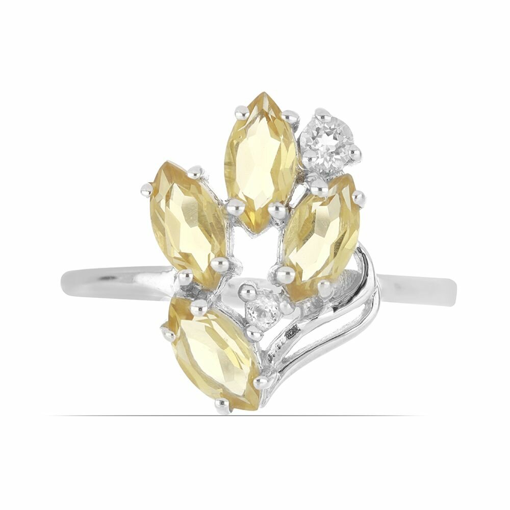 Кольцо, серебро, 925 проба, родирование, кварц, топаз