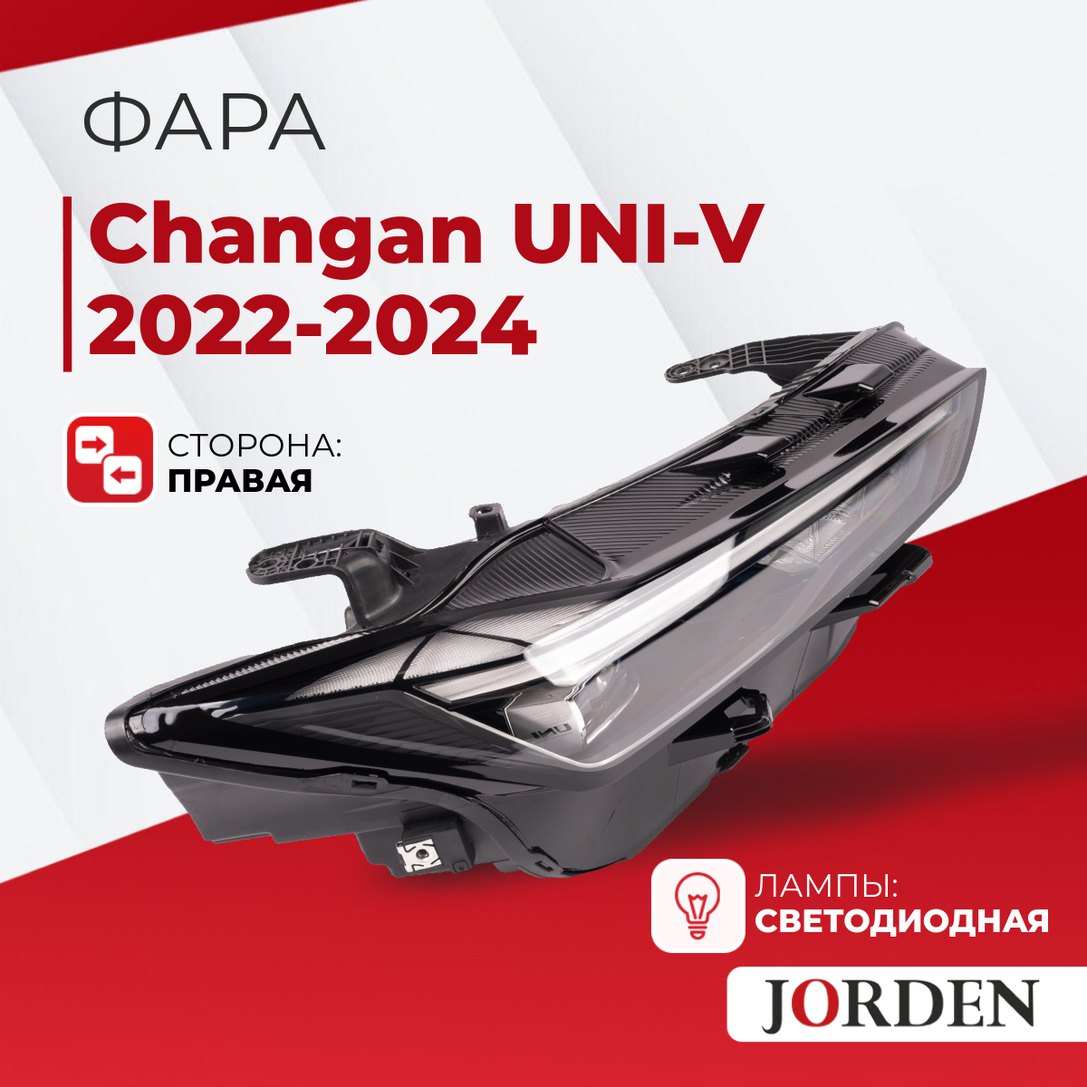 Фара Чанган юни в Changan UNI-V 2022-2024 правая диодная led линзованная автомобильный фонарь головного света ближний дальний