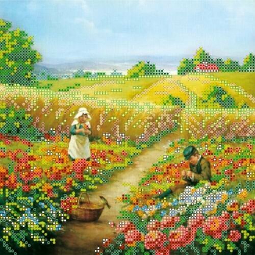 Схема для вышивания бисером На лужайке