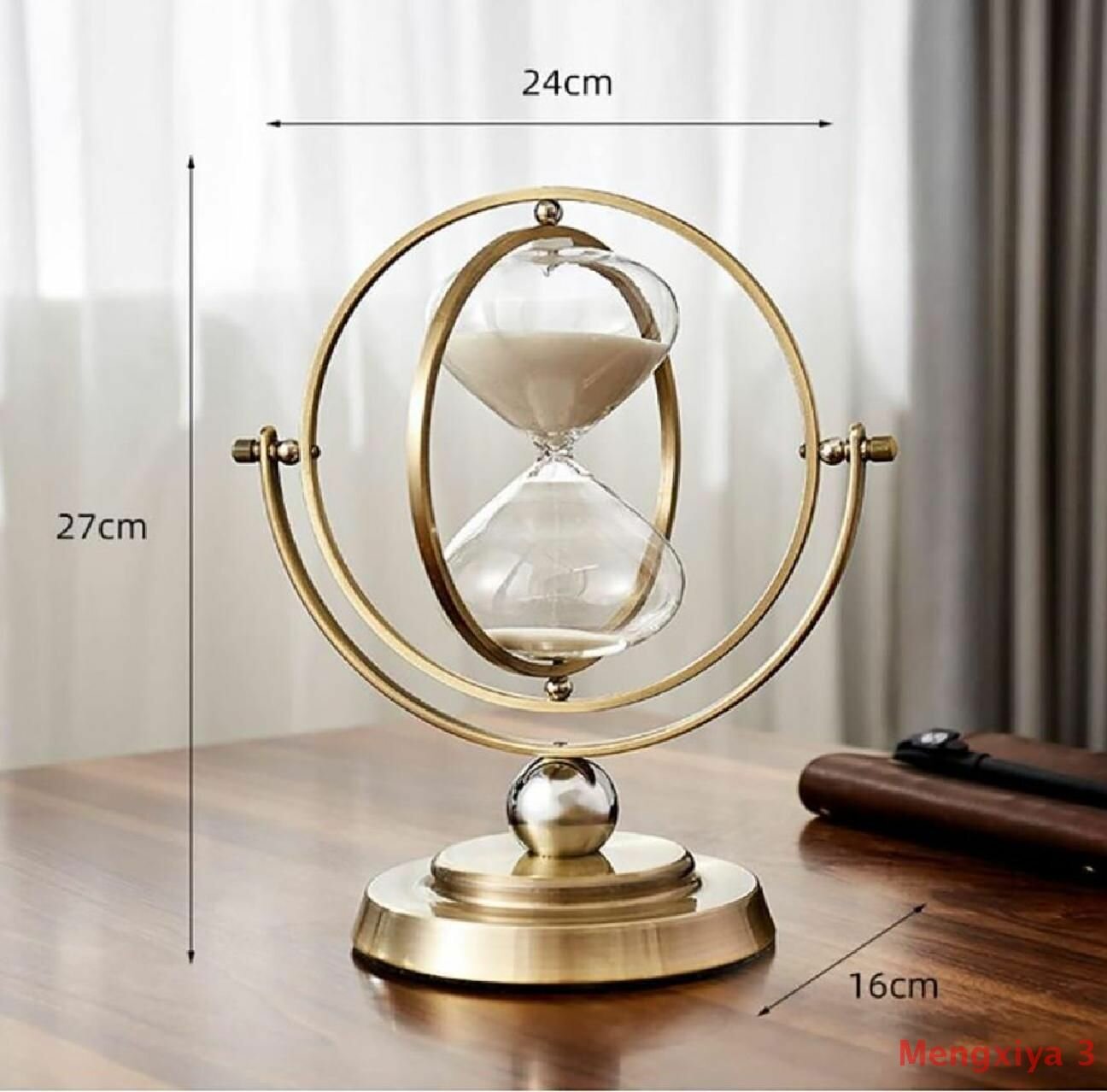 Песочные часы Космос Round - 60 минут, белый песок, латунь, поворотный механизм (25х22х12)см