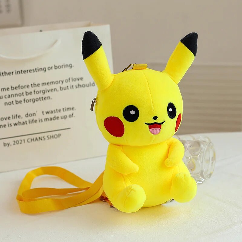 Милый рюкзак на плечо с покемоном, 30 см, Пикачу, Детский плюшевый рюкзак с мультипликационным анимационным принтом, модный Удобный кошелек для монет для девочек, Height 30cm, Светло-желтый