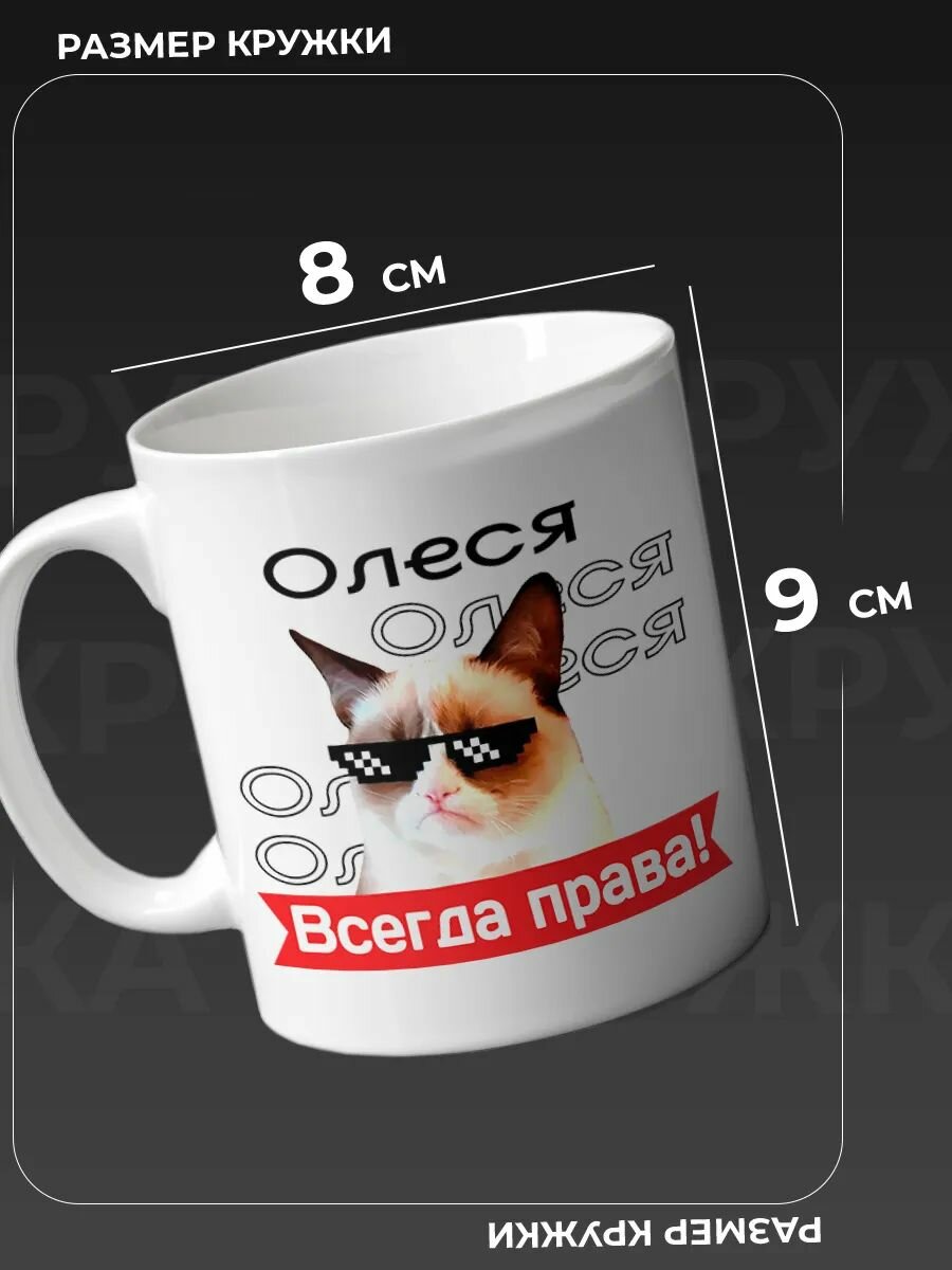 Кружка керамическа PNP NARD, 330 мл, с цветным принтом Олеся всегда права