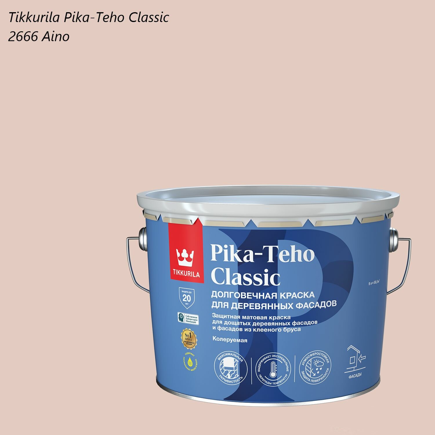 Краска для деревянных фасадов Tikkurila / Tikkivala Pika-Teho Classic (9л) 2666 Aino
