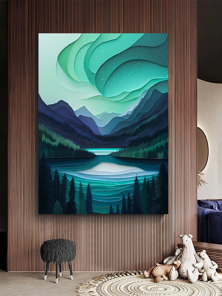 Пейзаж / природа, картина 3д / объемная, постер на холсте, 20х30 см, киригами