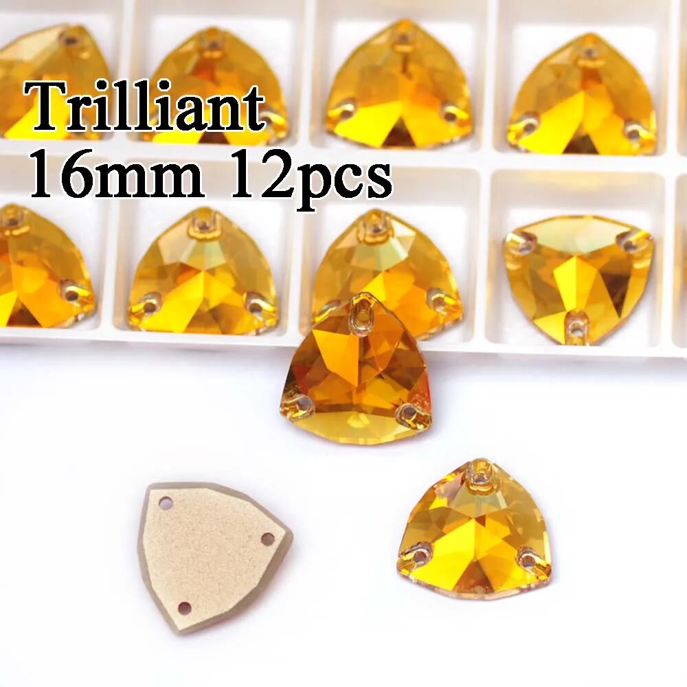 Стразы Trilliant 16mm, 12шт, золотые
