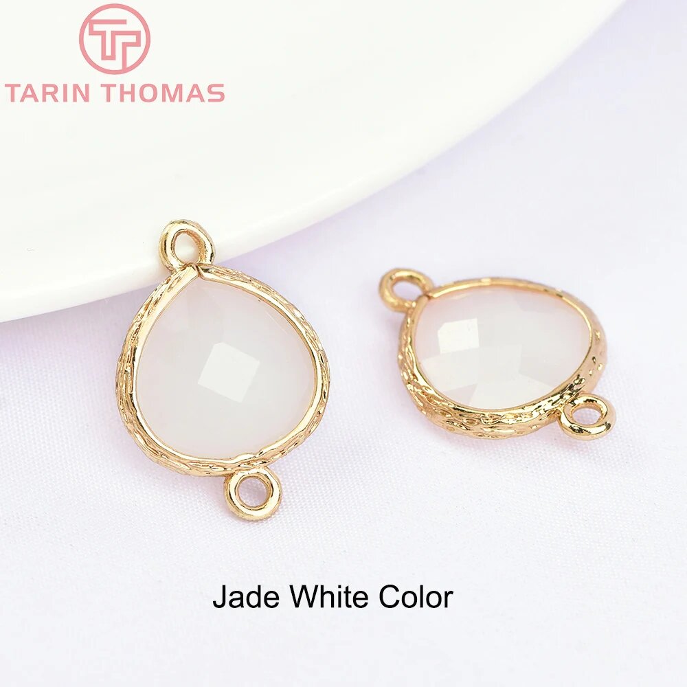 Подвески яблоко из латуни с стеклом TARIN THOMAS 10 шт. Белый, 5891-White Color