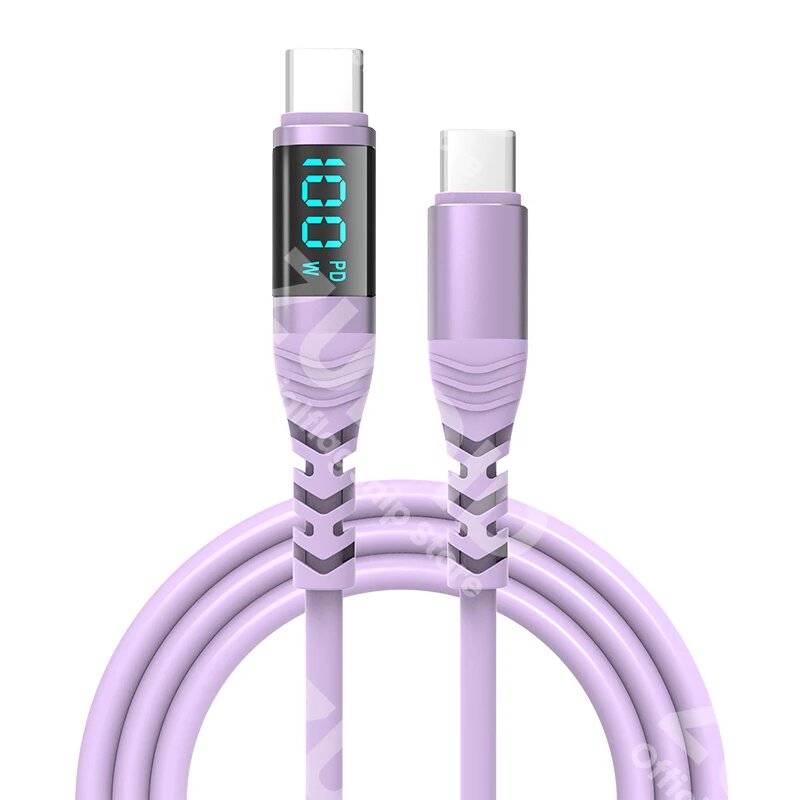 Светодиодный дисплей PD100W Кабель USB C — USB Type-C для iPhone 15, жидкий силикон, 5 А, шнур для быстрой зарядки данных для MacBook Pro Samsung