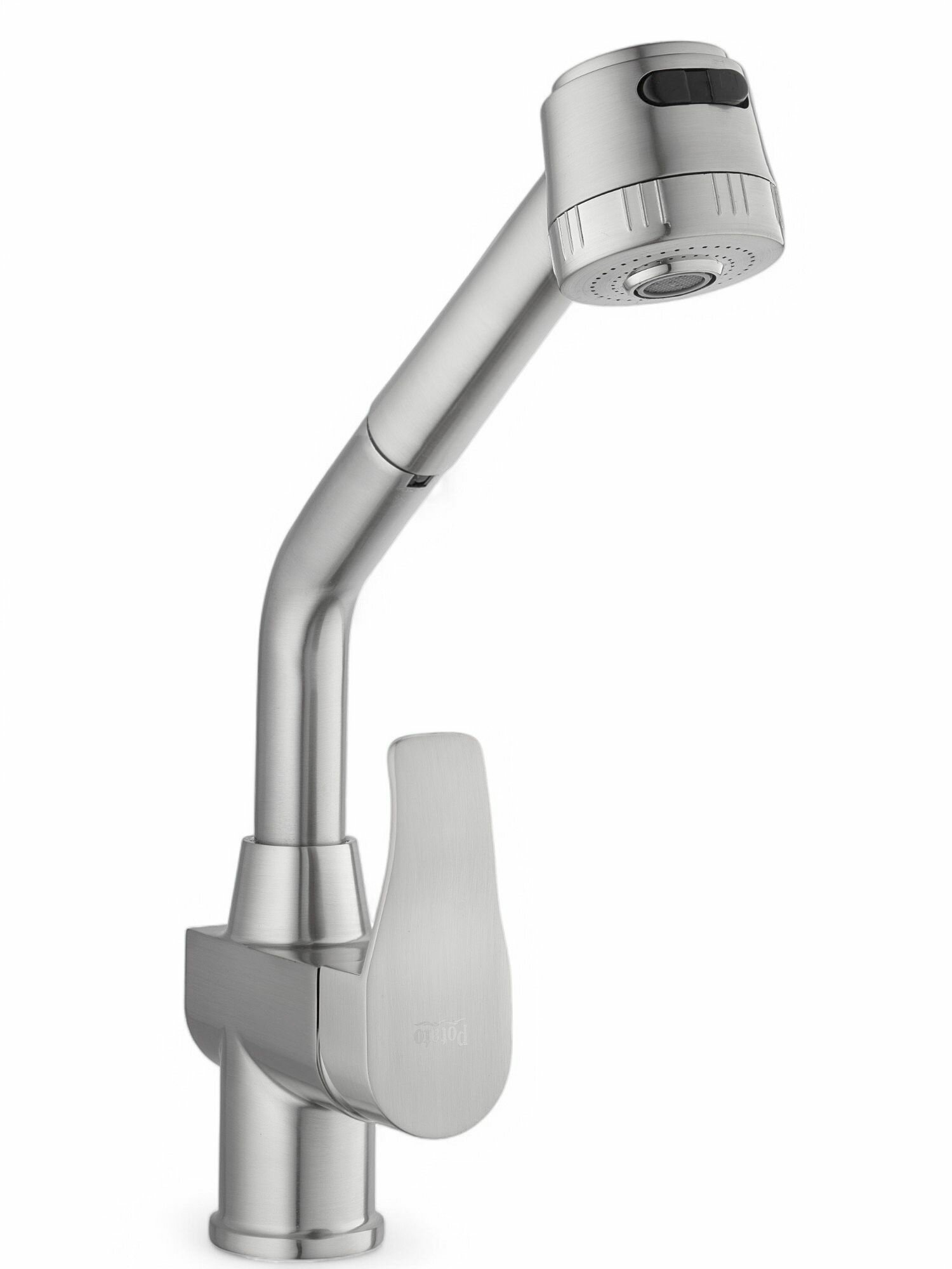 Смеситель для кухни с высоким выдвижным изливом и двухрежимным аэратором, сатиновый