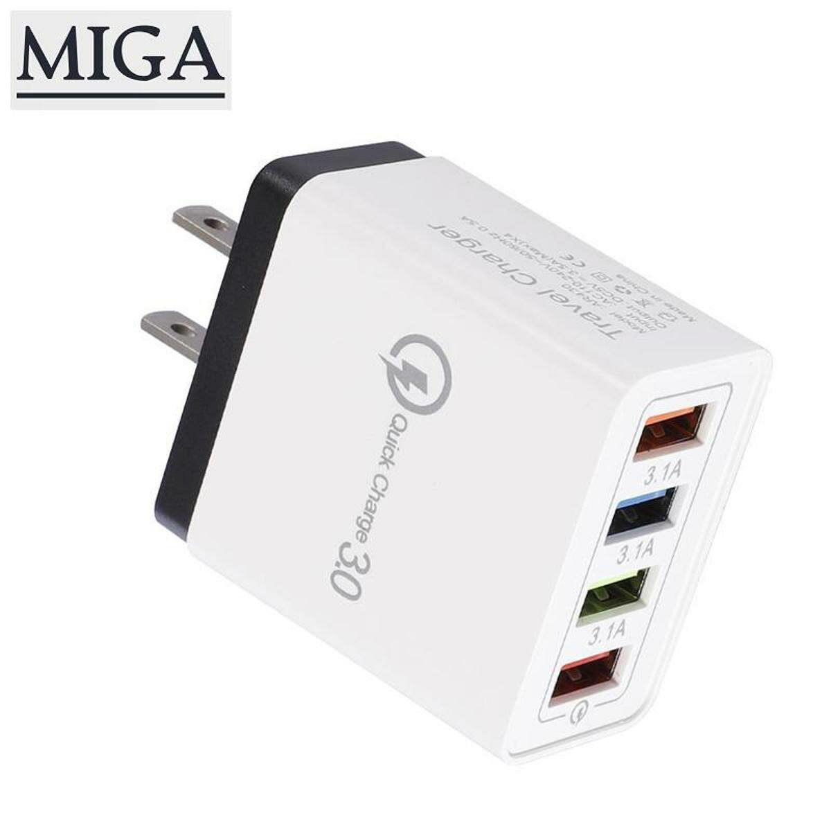 【MigaPlaza】 [в наличии]18 Вт QC3.0 быстрое зарядное устройство цветное 5 В 3,1 А адаптер питания с 4 USB-кабелем передачи данных для xiaomi Redmi 9 pro 9s samsung m1 iphone se2020 - плоское зарядное устройство с вилкой США