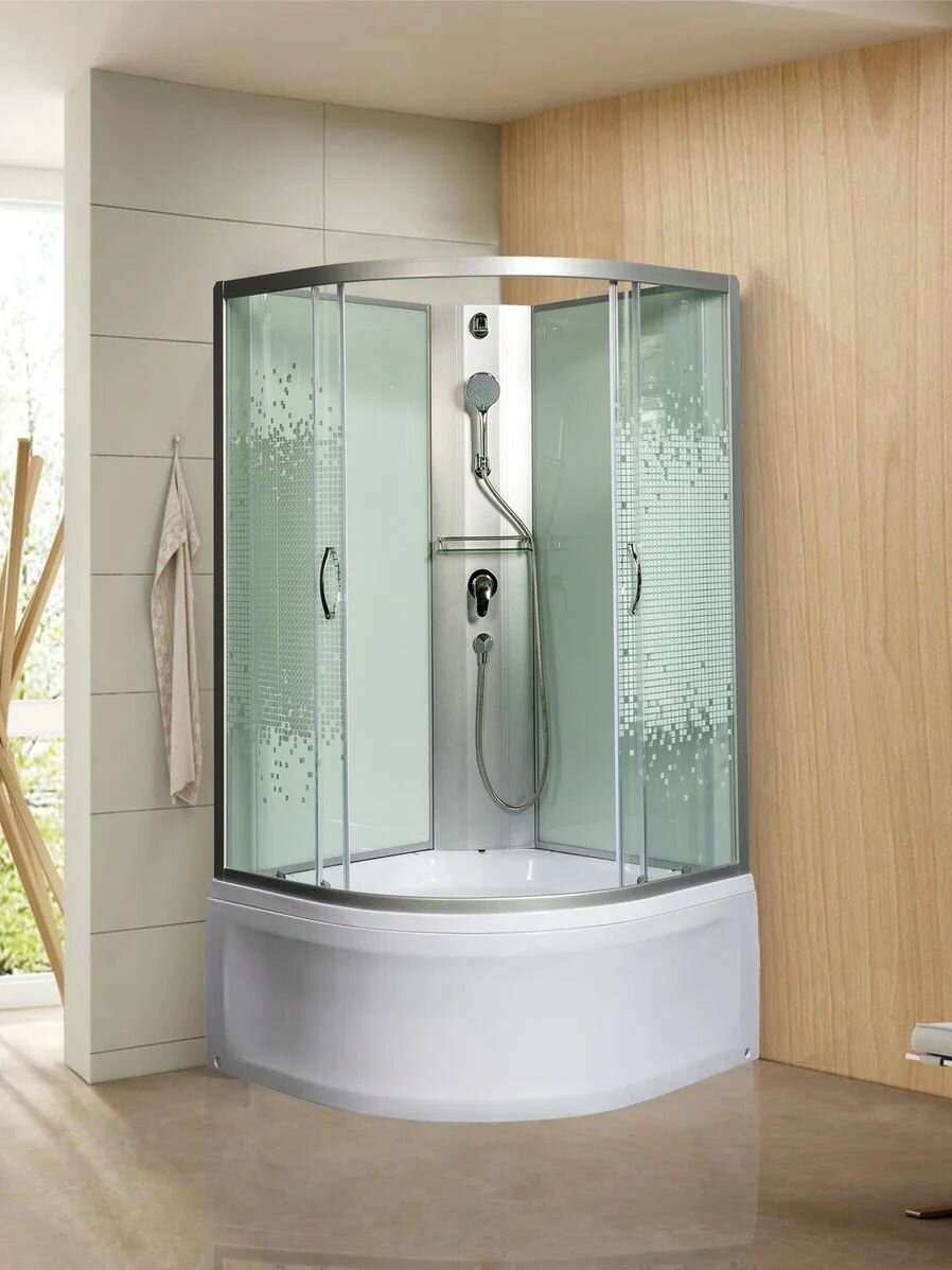 Душевая кабина без крыши мономах XL Б/К 90/44 С МЗ высокий поддон, полукруг