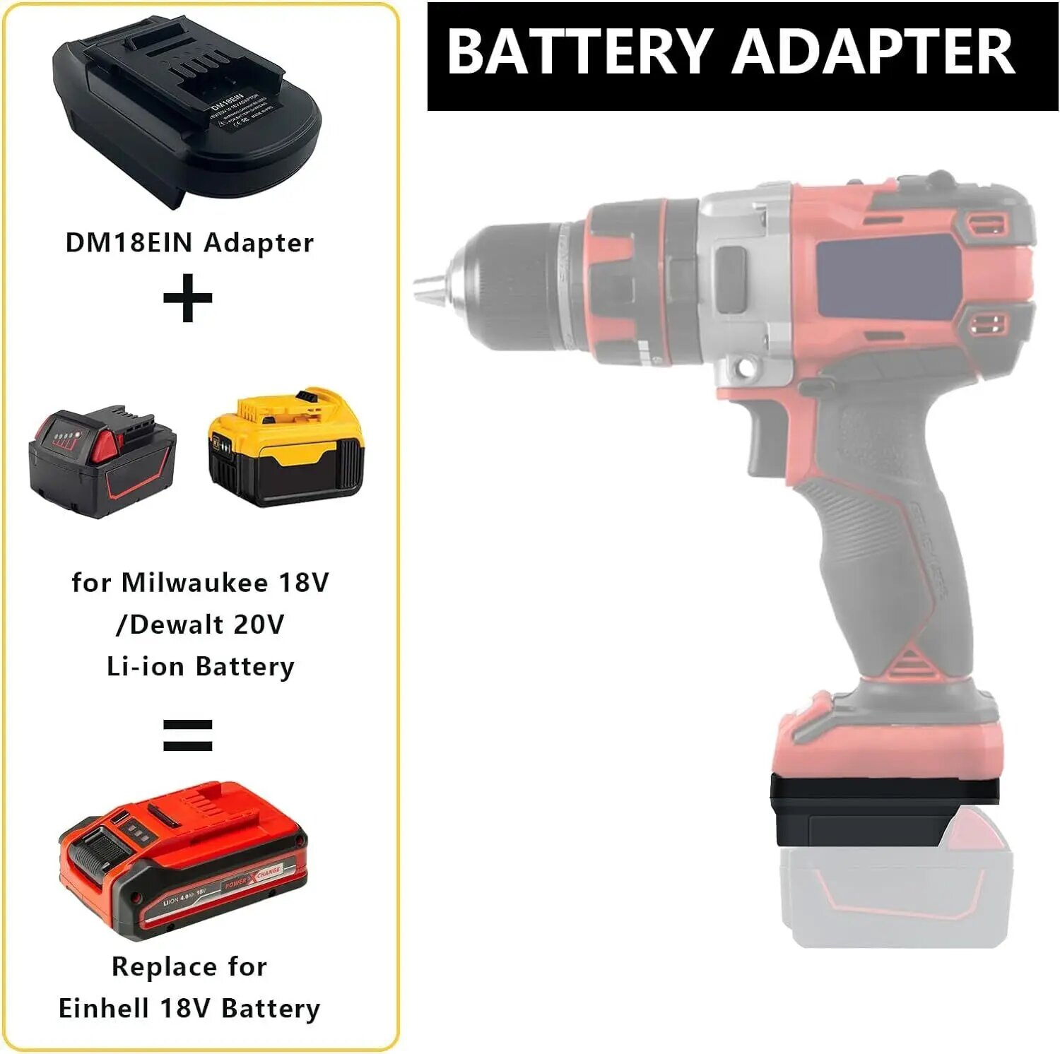 Адаптер для аккумуляторов Dewalt 18V/20V XMSJ для E-inhell 18V — фото 1