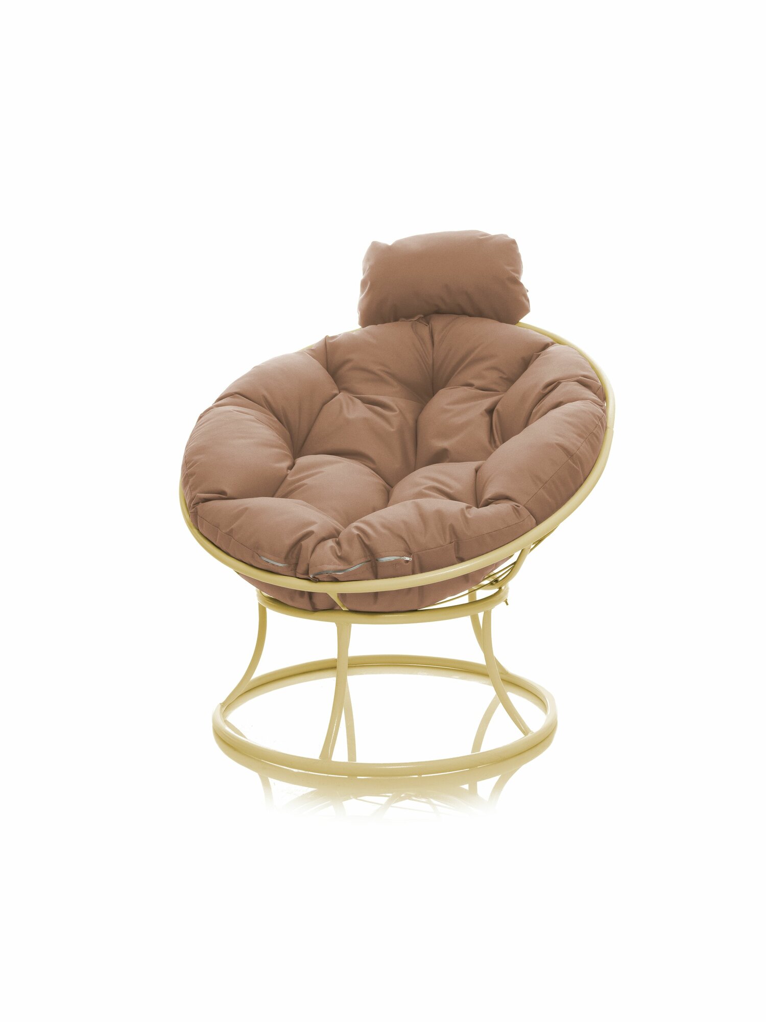 Кресло папасан мини без ротанга бежевое, бежевая подушка