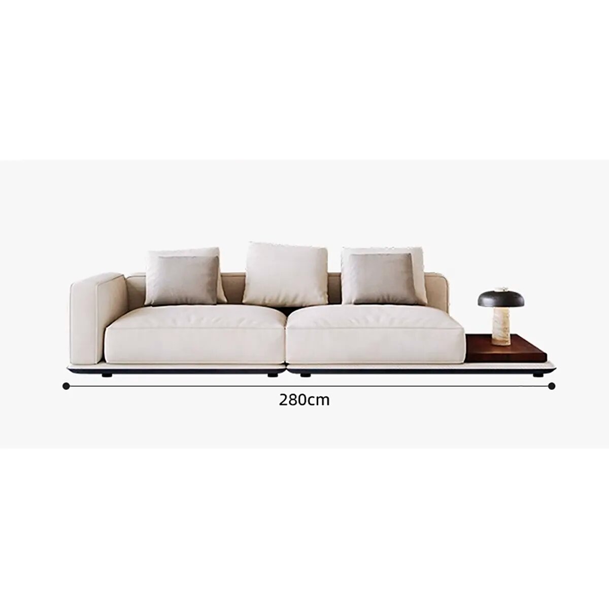 Диван Horizon в итальянском стиле для гостиной в стиле минимализм (один подлокотник с боковым столиком 280 см)