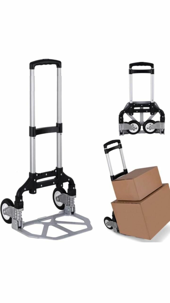 Тележка грузовая на колесах складная, ручка с кнопкой