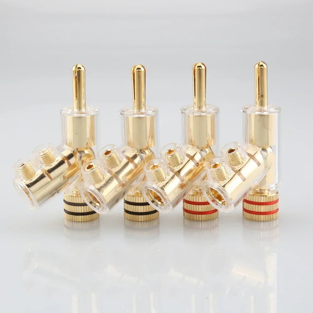 Audiocrast Родиевый позолоченный самоблокирующийся разъем типа «банан» 4PCS, Gold Plated