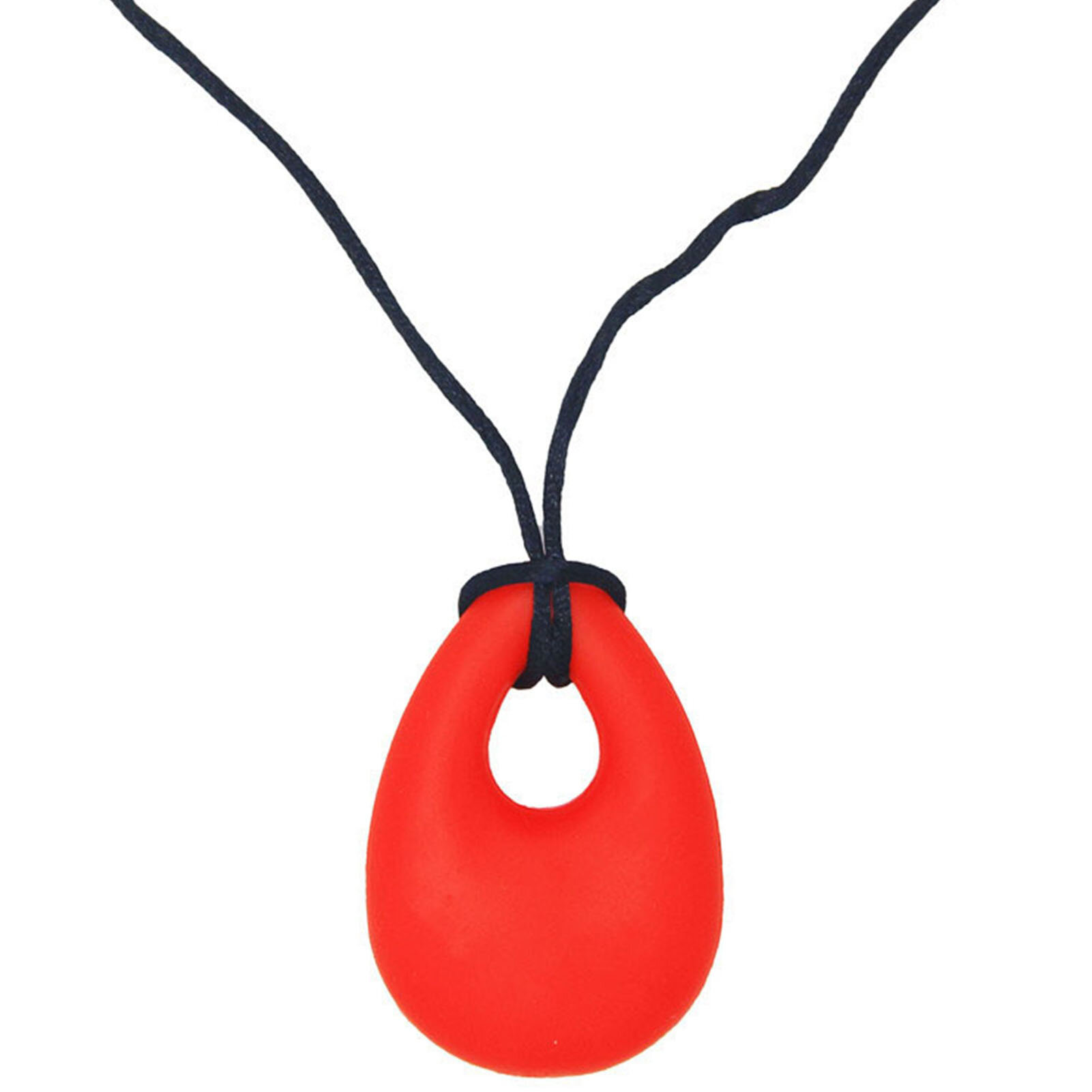 Безопасное изысканное детское ожерелье для жевания, мягкий силиконовый кулон в форме капли, ожерелье для прорезывания зубов, сенсорная игрушка, красный цвет