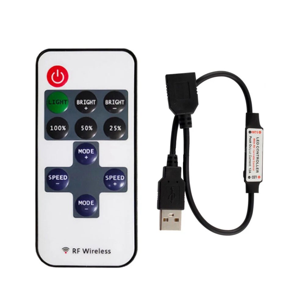 RGB контроллер 11 клавиш, белый, DC5-24V, USB