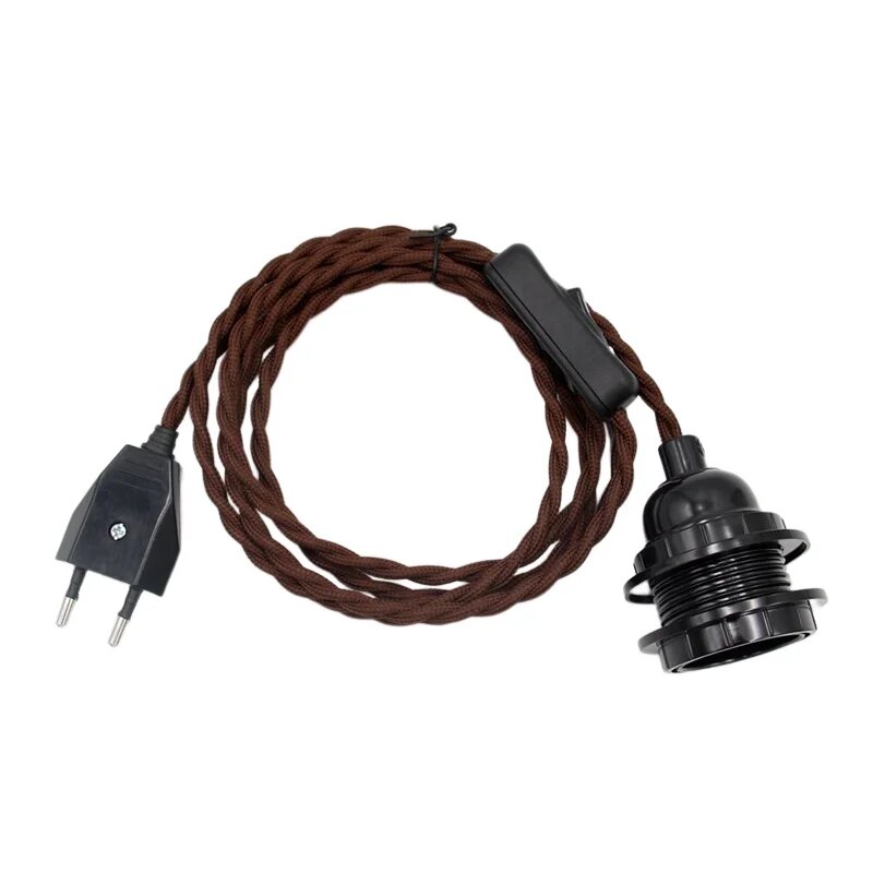 REACHYEA Тканевый провод с патроном E27, 220-240В, черный