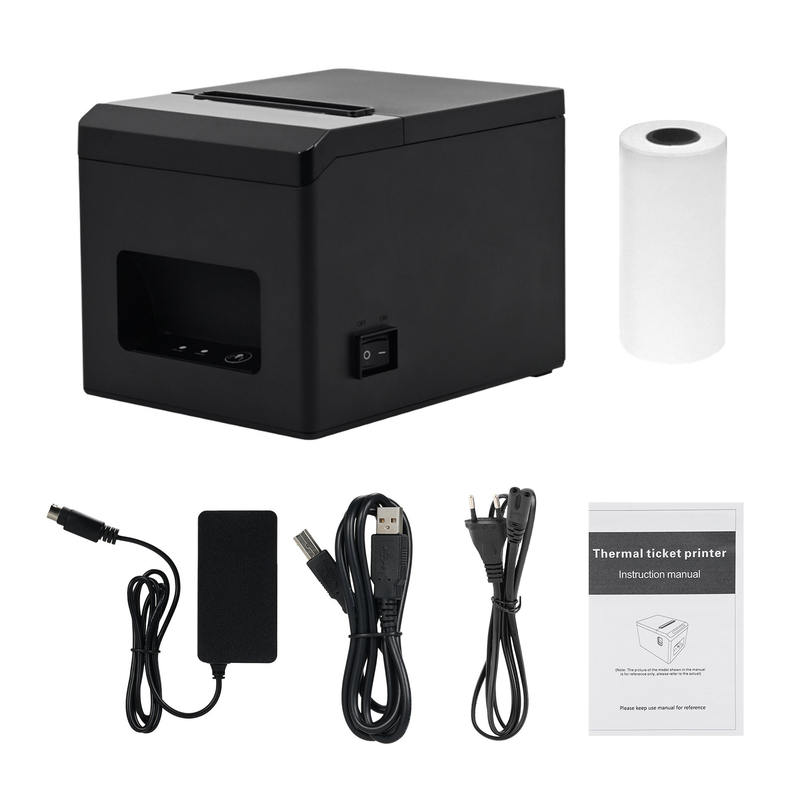 Принтер для настольного добычи настольный принтер 80 мм ширина ширина поворота с автоматическим резаком USB+LAN Connectible, совместимый с Win ESC/POS поддержка денежного ящика для доставки бизнес -ресторана Kitchen Supe Supe