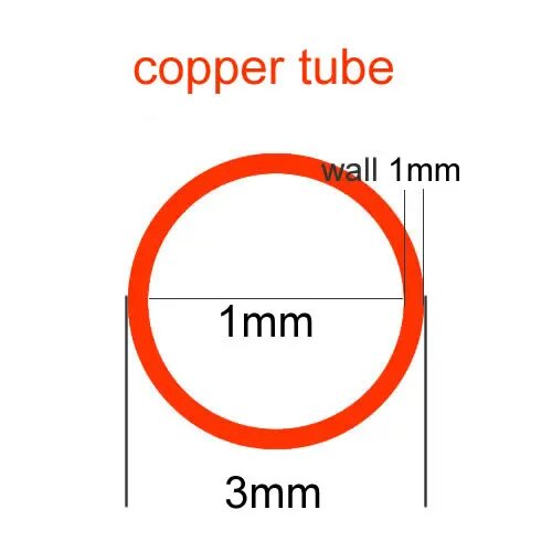 Медные трубы T2 3 x1mm, 500mmx2pcs